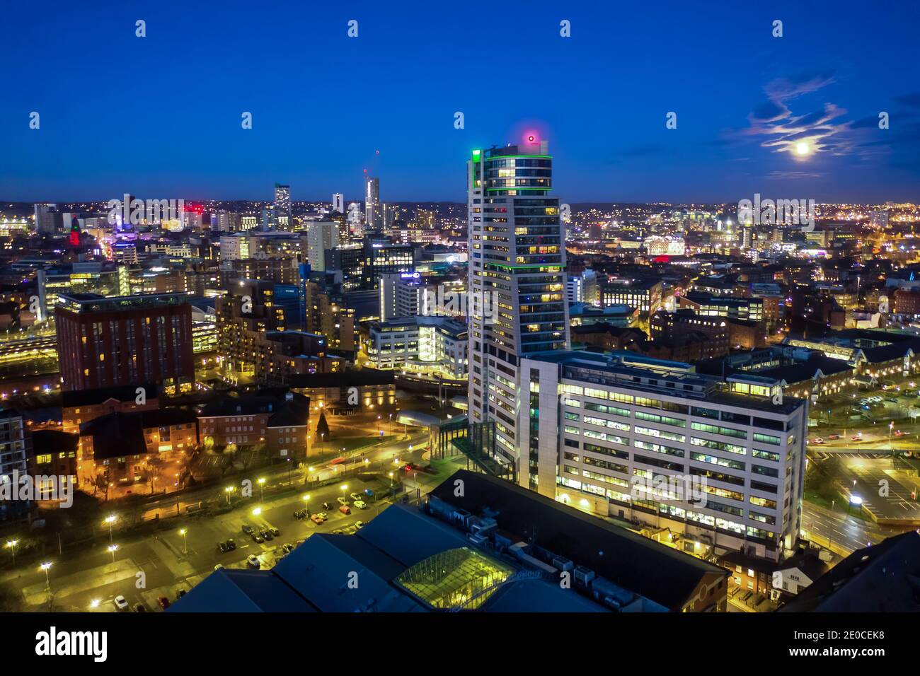 Leeds City Centre and Bridge Water Place. Aerial view looking over ...
