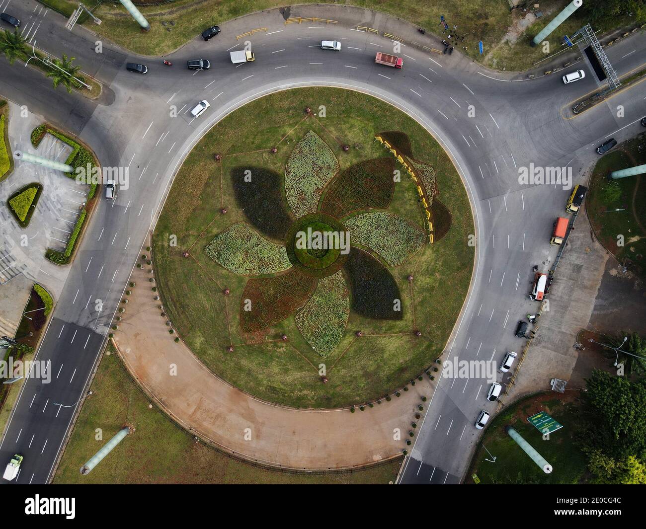 Aerial view of Grandwisata Bekasi, builidings, park, roundabout ...