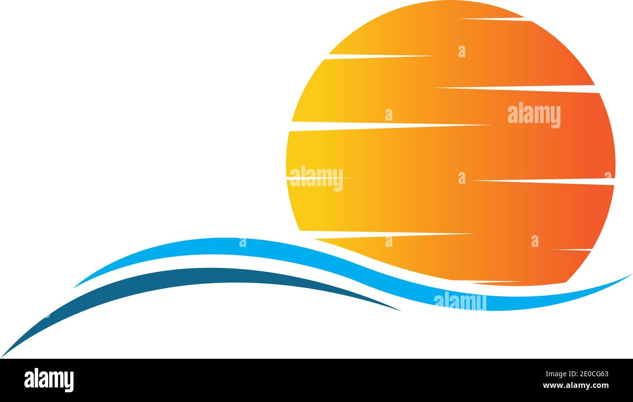 sea Water wave and sun icon vector illustration design logo - Vector ...