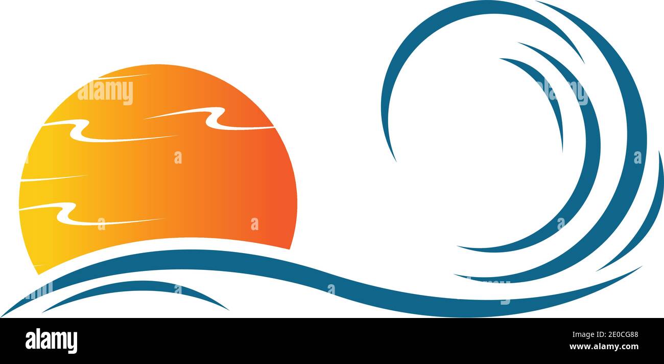 sea Water wave and sun icon vector illustration design logo - Vector ...