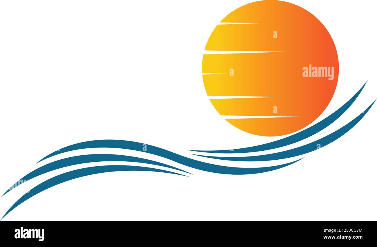 sea Water wave and sun icon vector illustration design logo - Vector ...