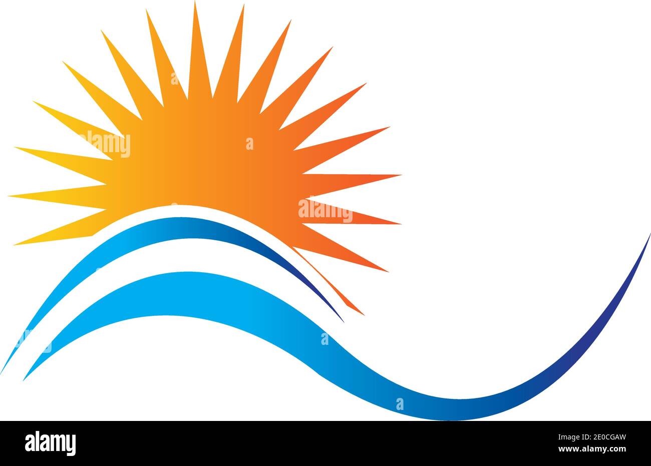 sea Water wave and sun icon vector illustration design logo - Vector ...