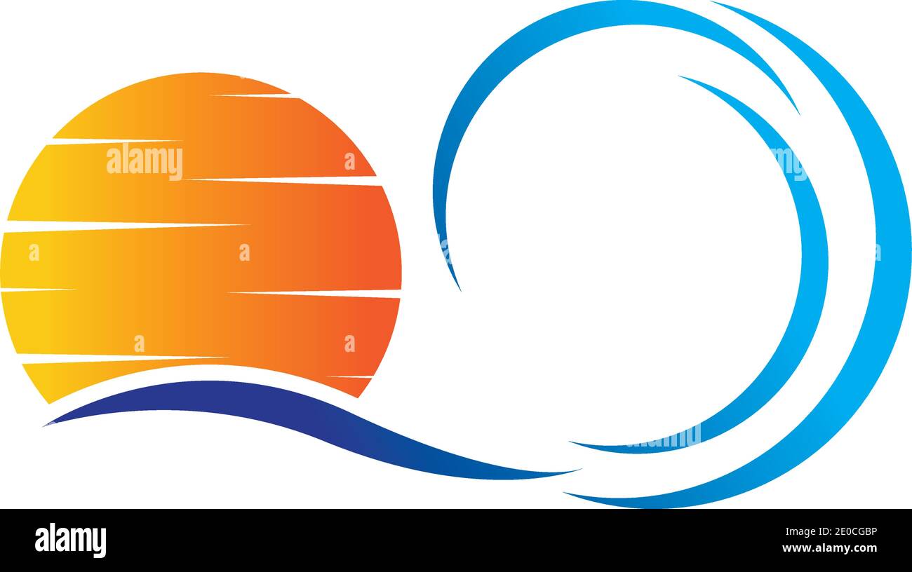sea Water wave and sun icon vector illustration design logo - Vector ...