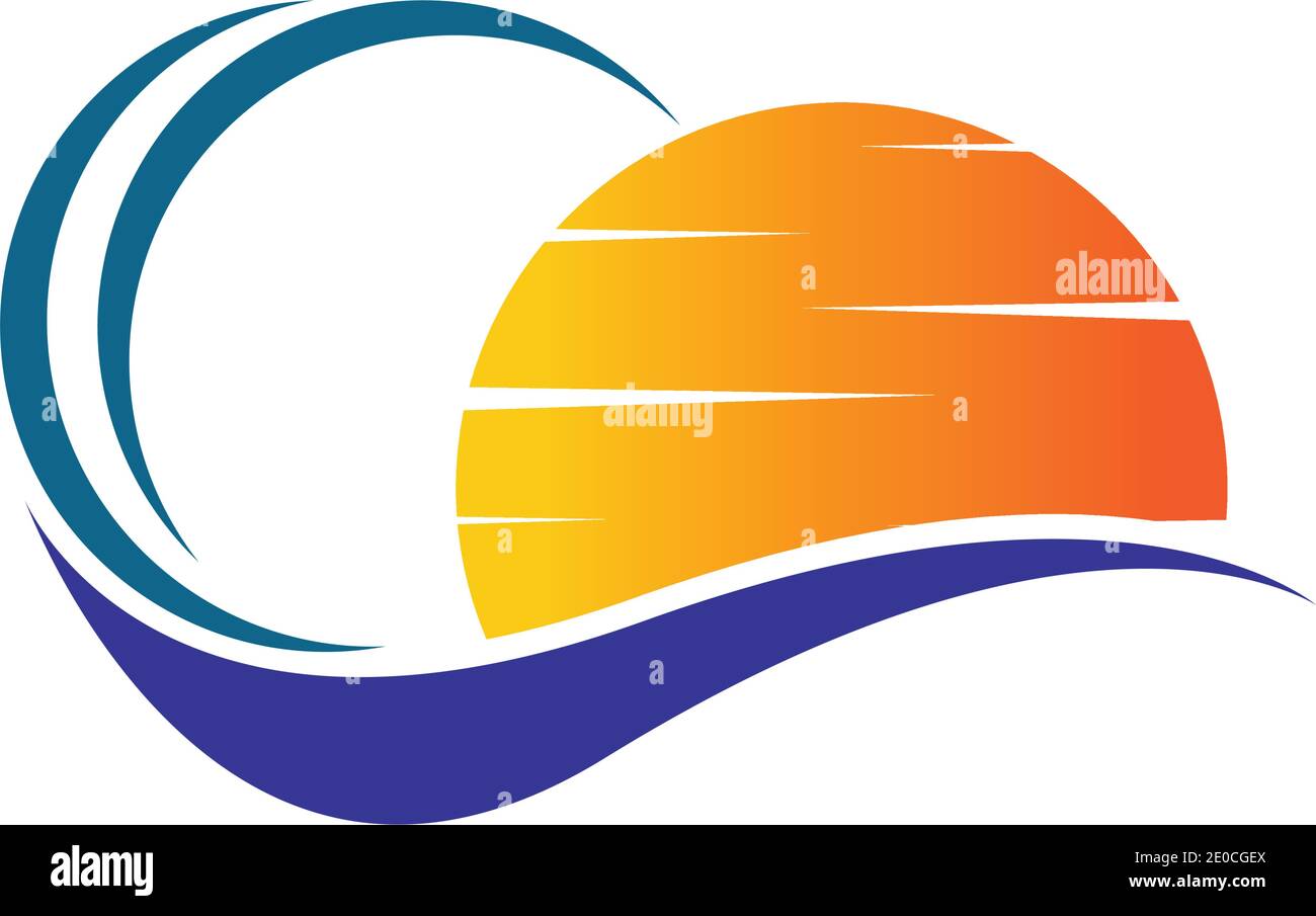 sea Water wave and sun icon vector illustration design logo - Vector ...