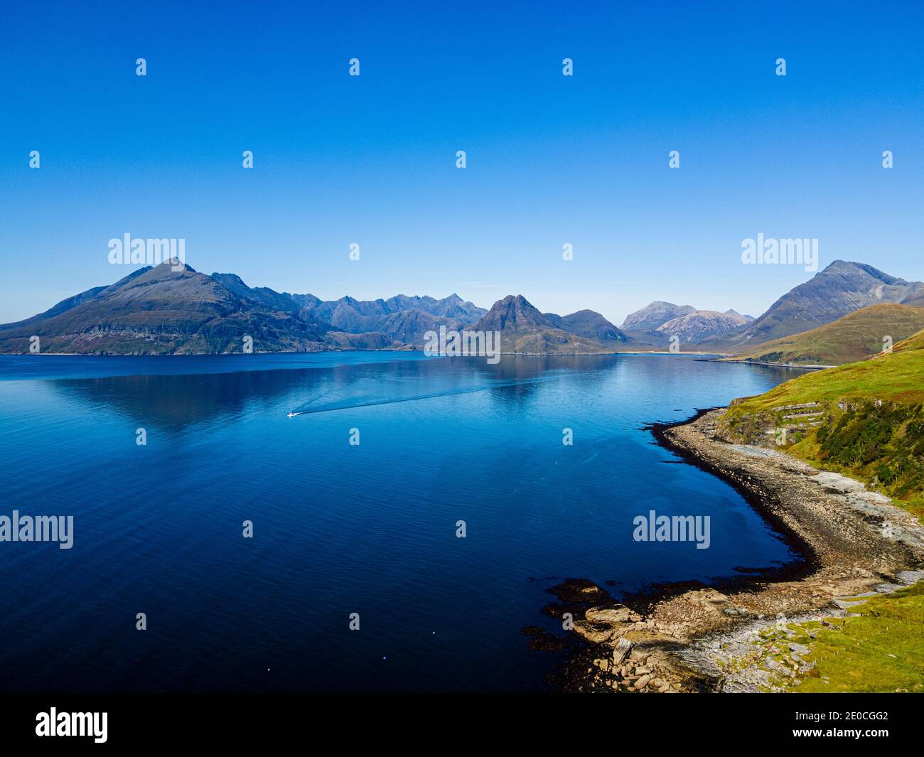 Aerial of the Black Cuillin ridge, Elgol, Isle of Skye, Inner Hebrides ...