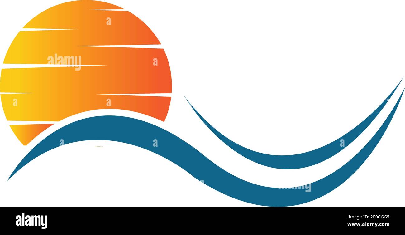 sea Water wave and sun icon vector illustration design logo - Vector ...