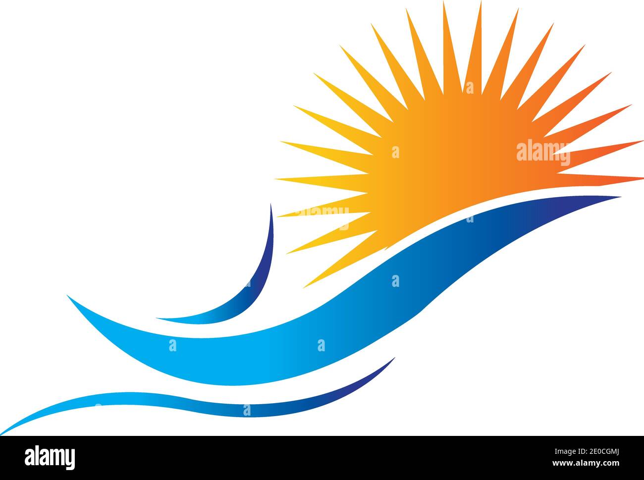 sea Water wave and sun icon vector illustration design logo - Vector ...