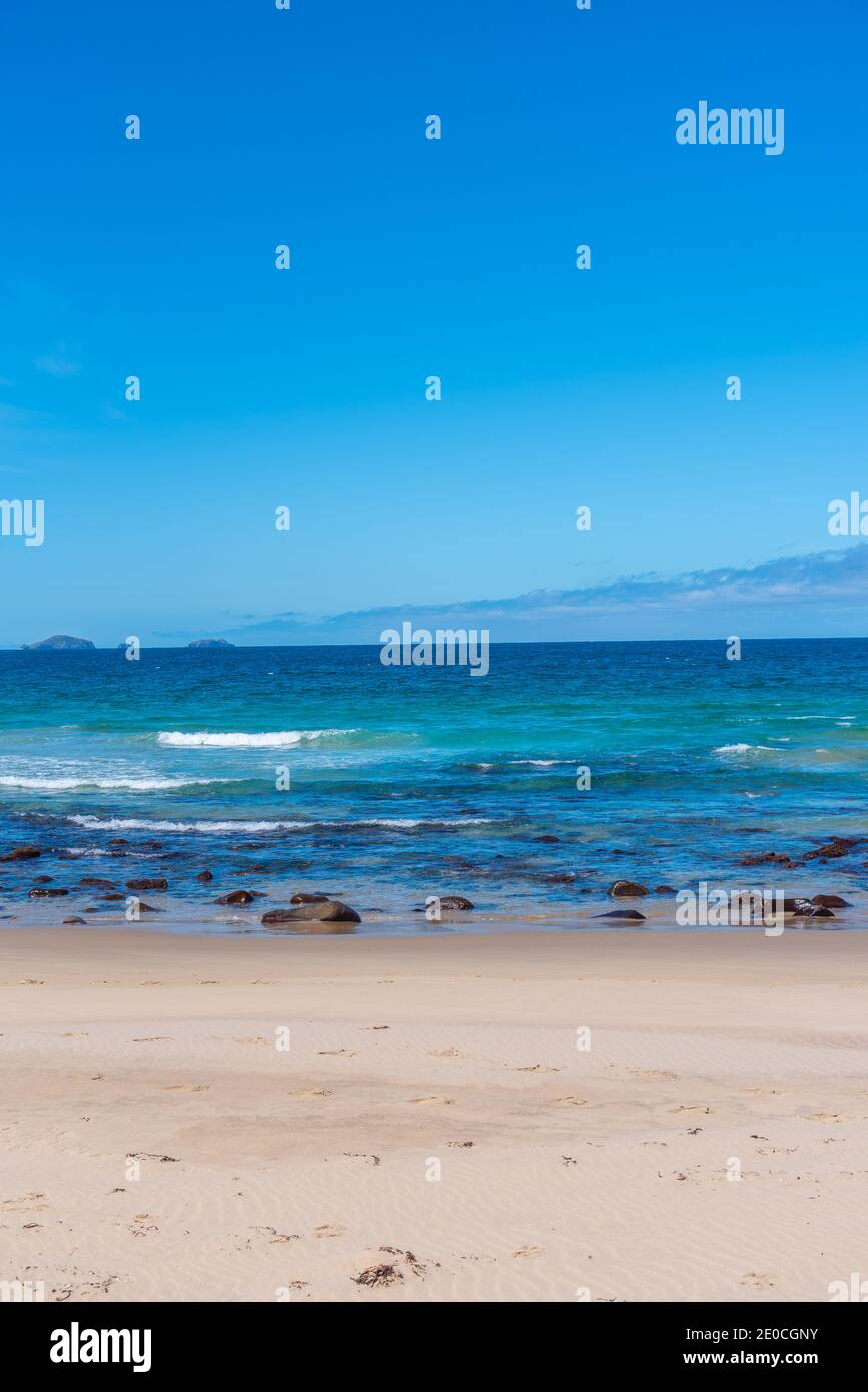 Cape Bruny lighthouse overlooking the Lighthouse bay at Bruny Island in ...