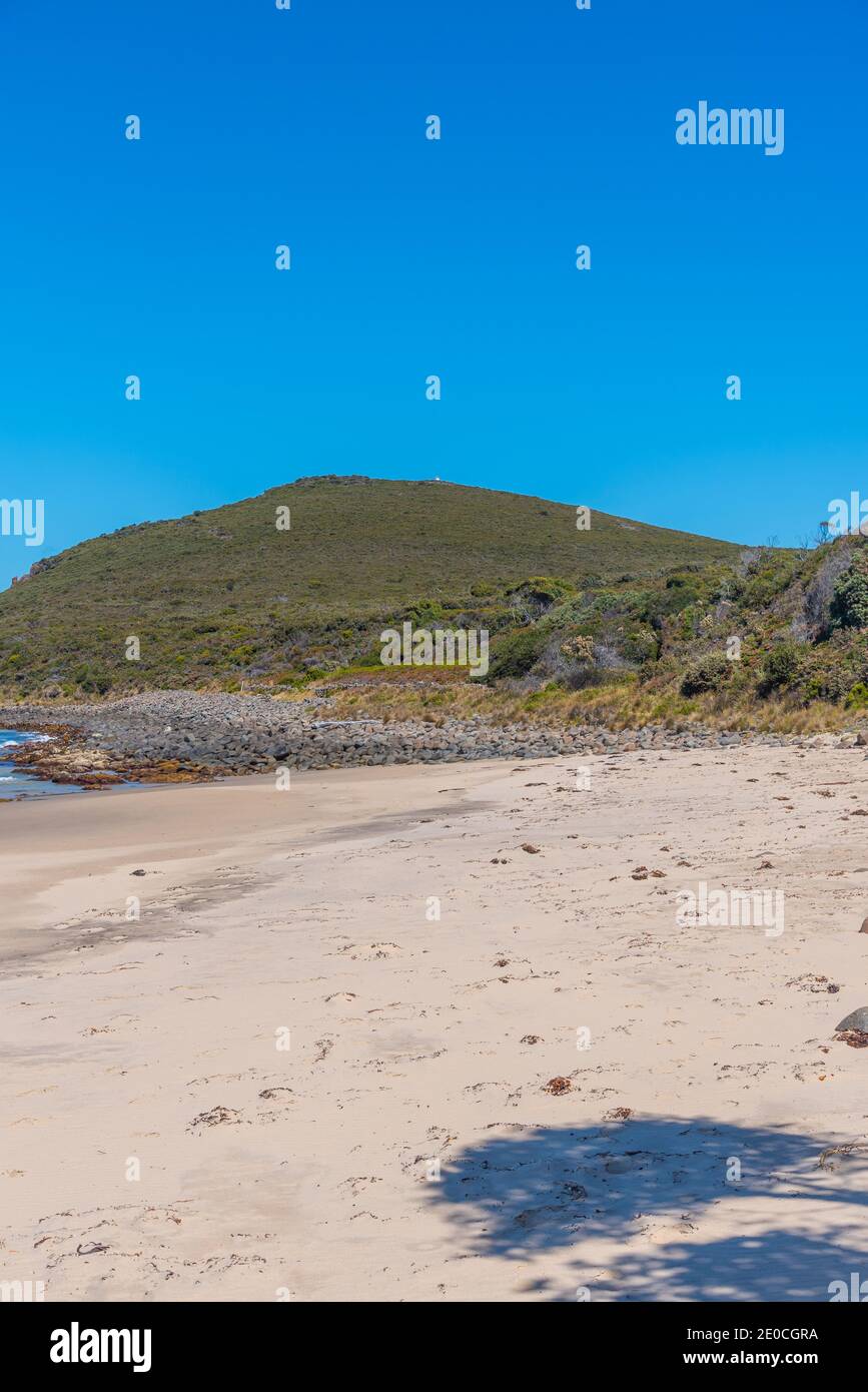 Cape Bruny lighthouse overlooking the Lighthouse bay at Bruny Island in ...