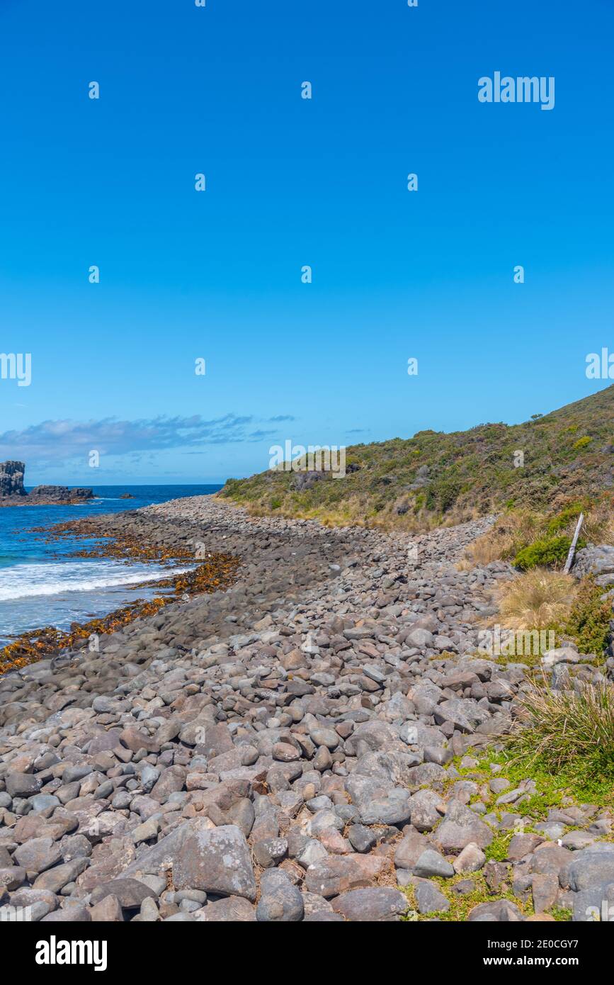 Cape Bruny lighthouse overlooking the Lighthouse bay at Bruny Island in ...