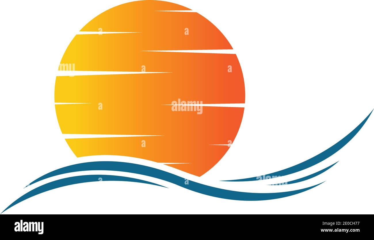 sea Water wave and sun icon vector illustration design logo - Vector ...