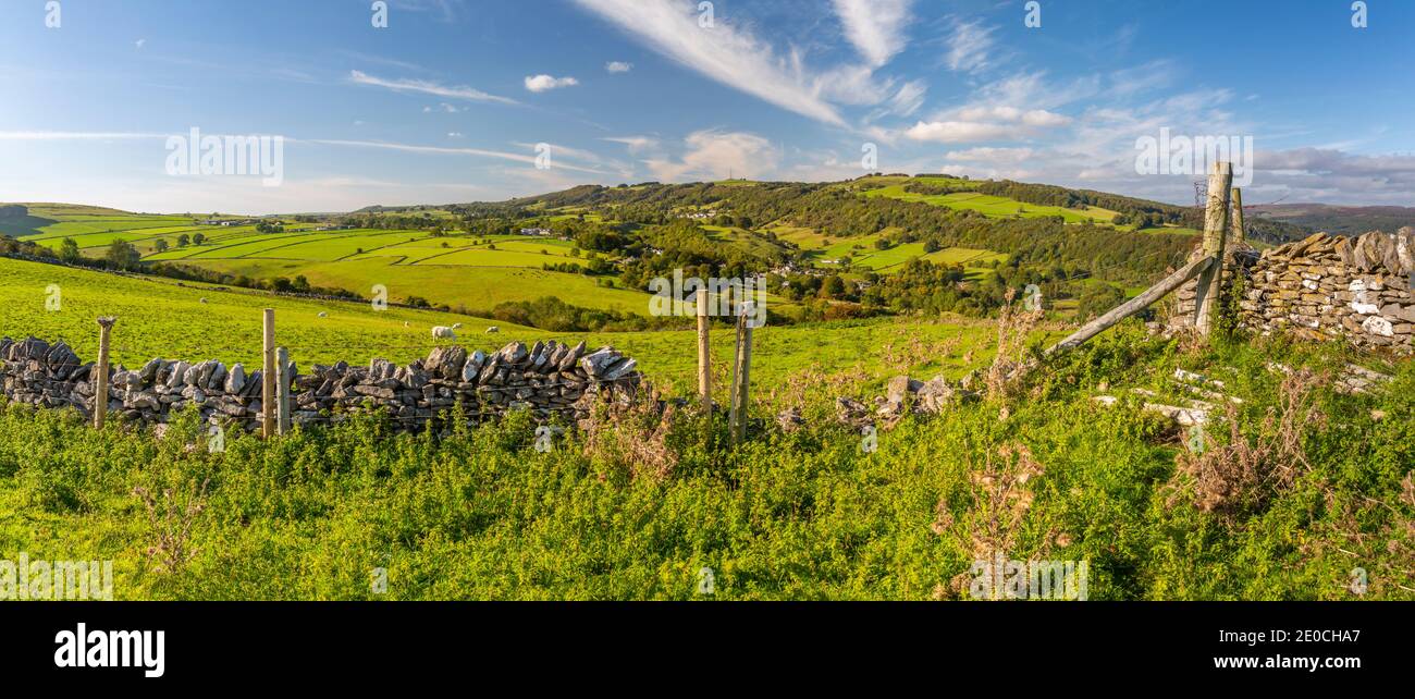 View of dry stone wall and Coombs Dale toward Stoney Middleton, Calver ...