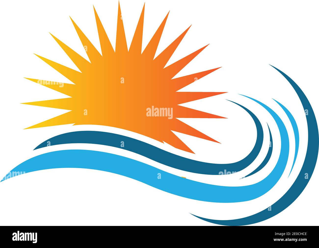 sea Water wave and sun icon vector illustration design logo - Vector ...