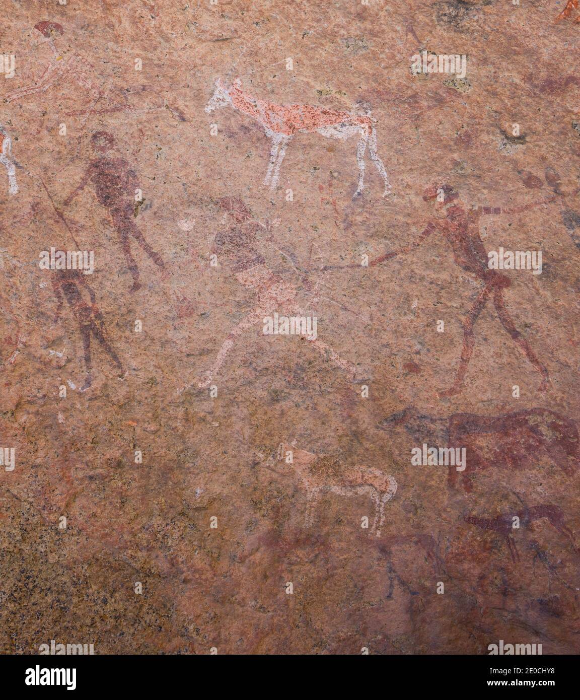 Pinturas rupestres en las Montañas Branberg, Desierto del Namib ...