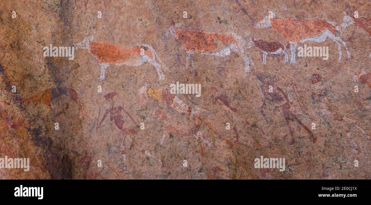 Pinturas rupestres en las Montañas Branberg, Desierto del Namib ...