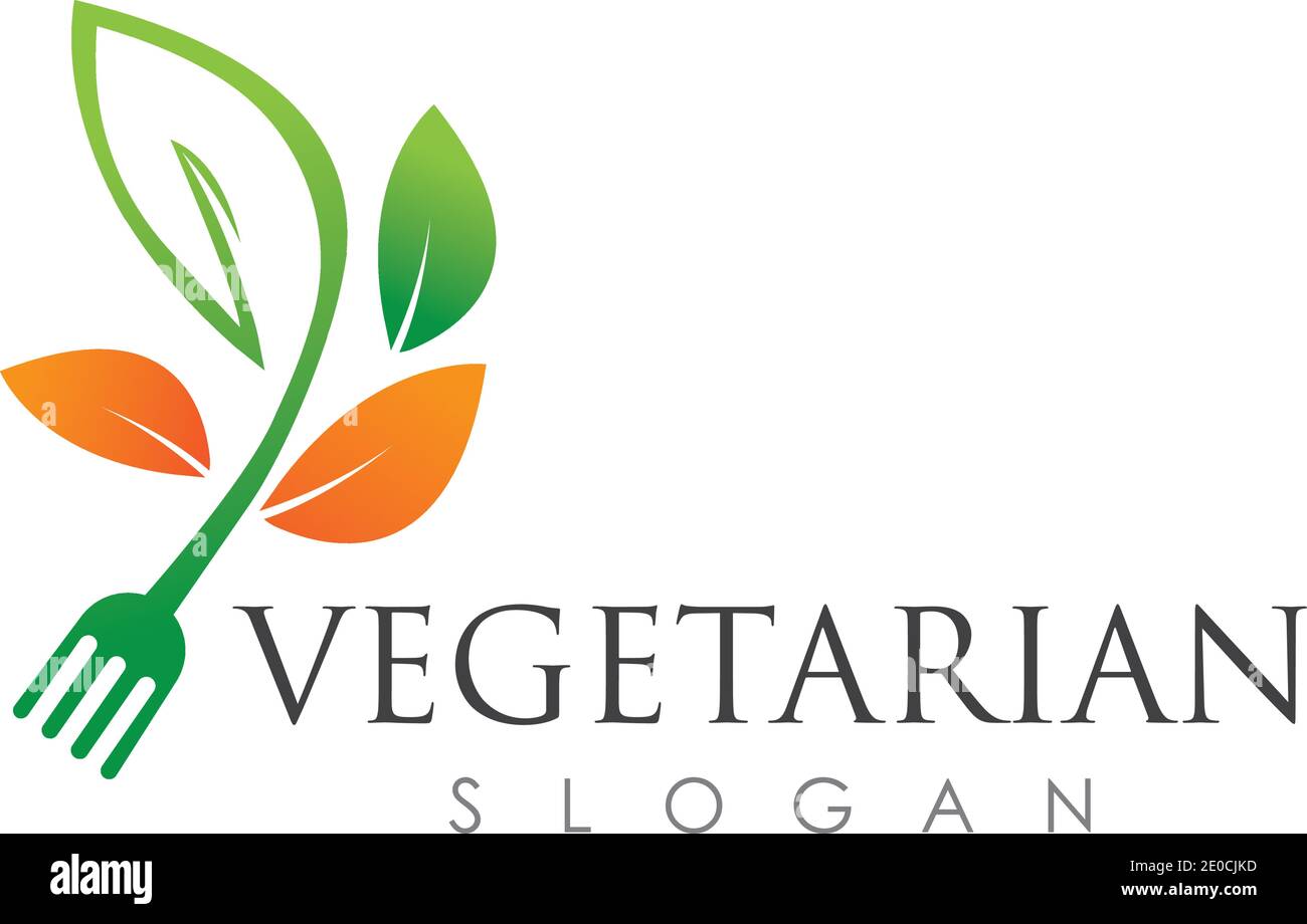 vegetarian food logo illustration design template - vector Stock Vector ...
