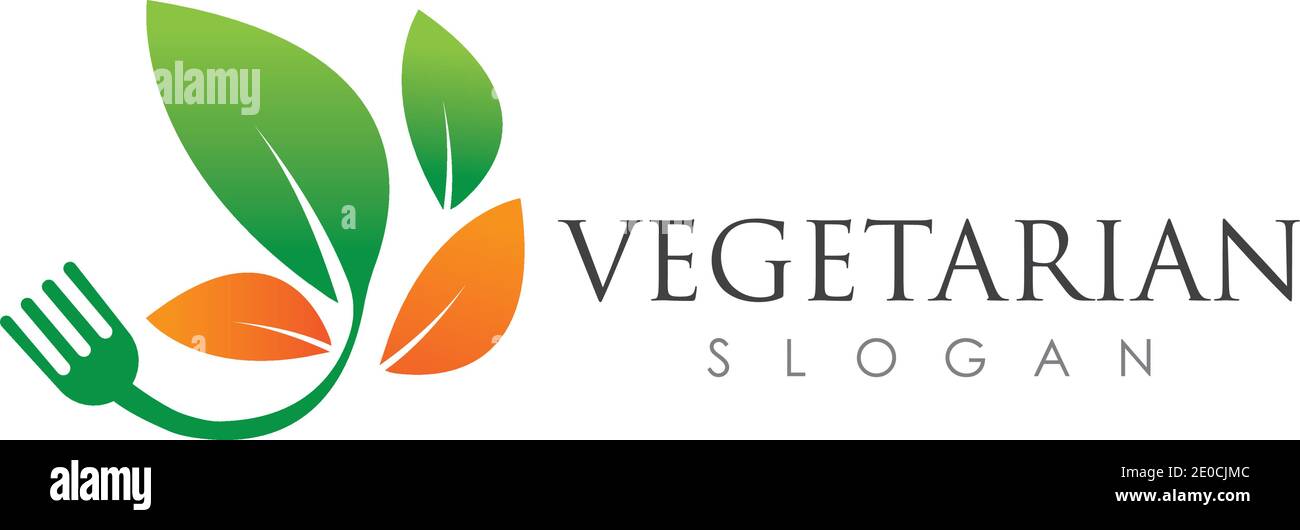 vegetarian food logo illustration design template - vector Stock Vector ...