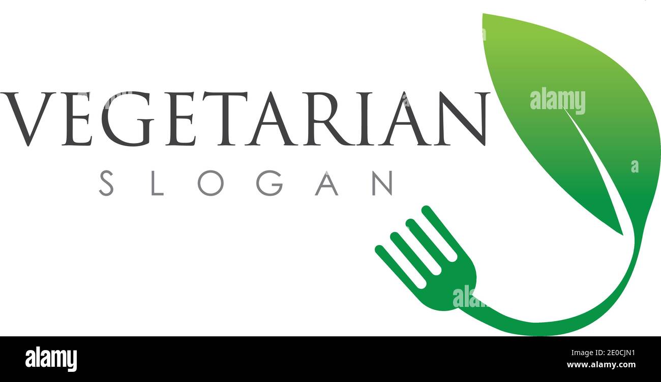 vegetarian food logo illustration design template - vector Stock Vector ...
