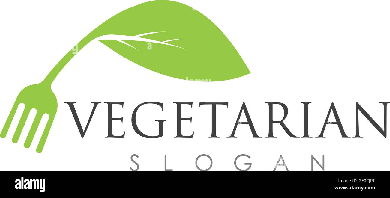 vegetarian food logo illustration design template - vector Stock Vector ...