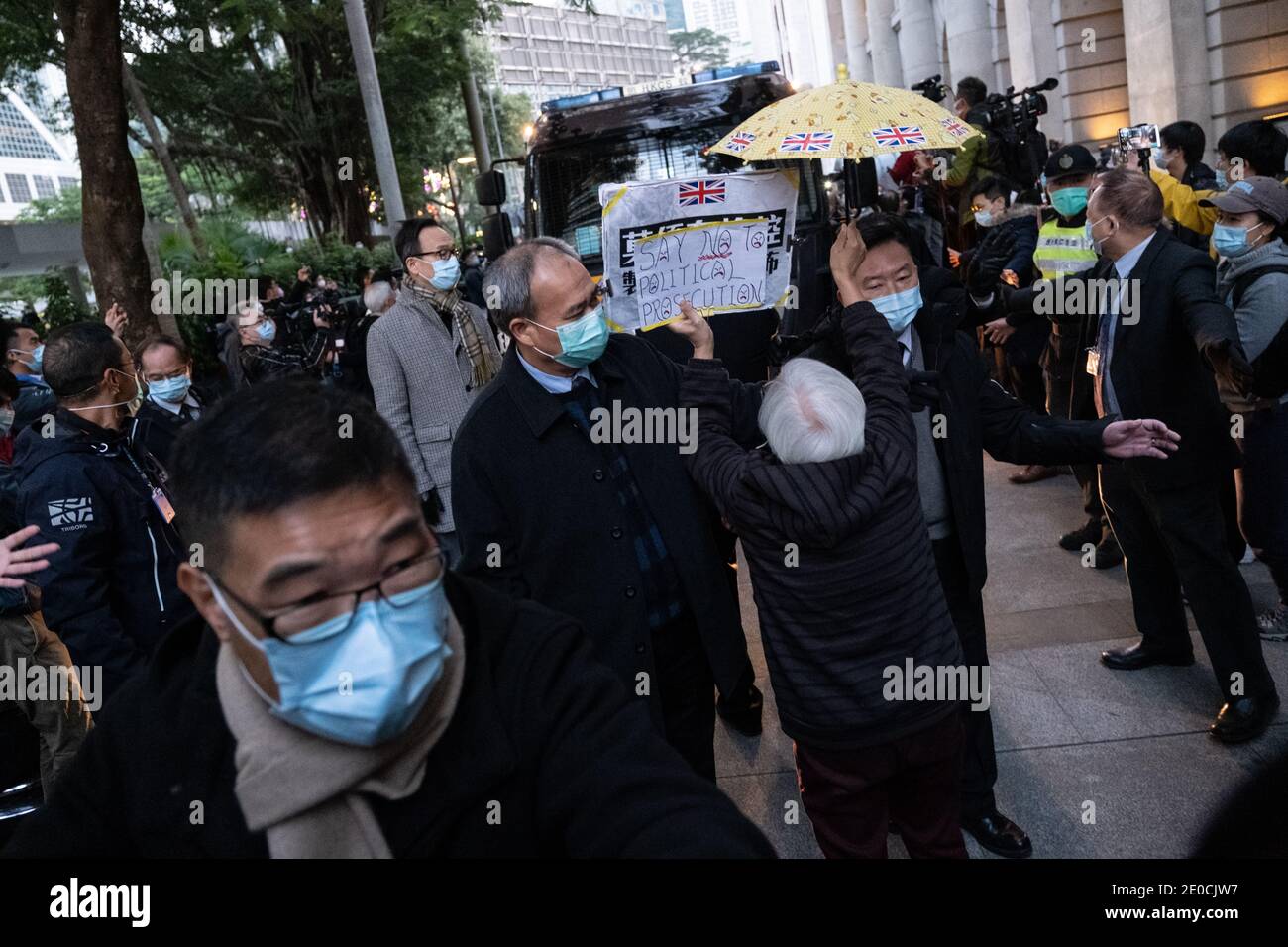 Pro-democracy activist Alexandra Wong (C), also known as "Grandma Wong ...