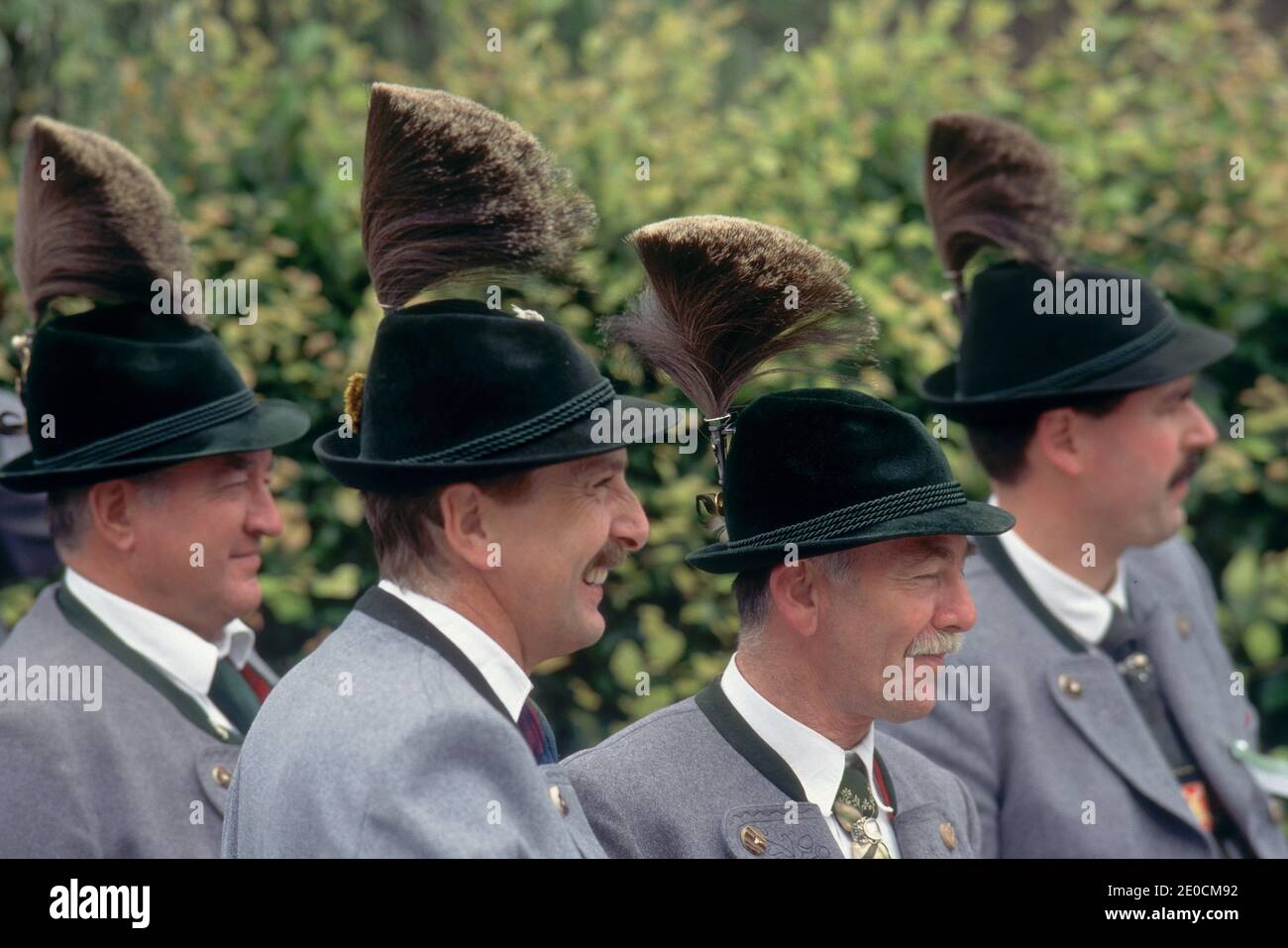 Germany /Bavaria / Bavarian festival/ Four bavarian man wearing ...
