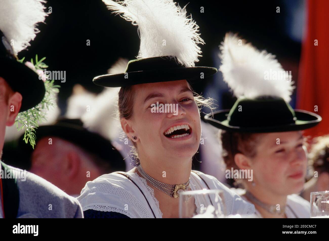 Germany /Bavaria / Bavarian Beerfestival /Girl laughing and wearing ...