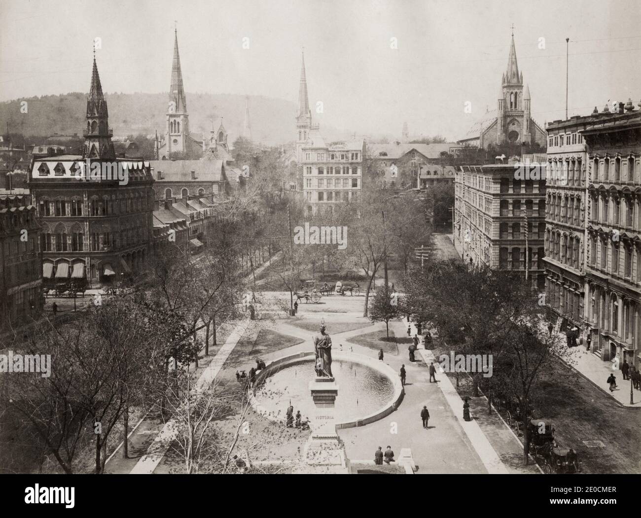 19th century vintage photograph - Victoria Square, Montreal, Canada, c ...