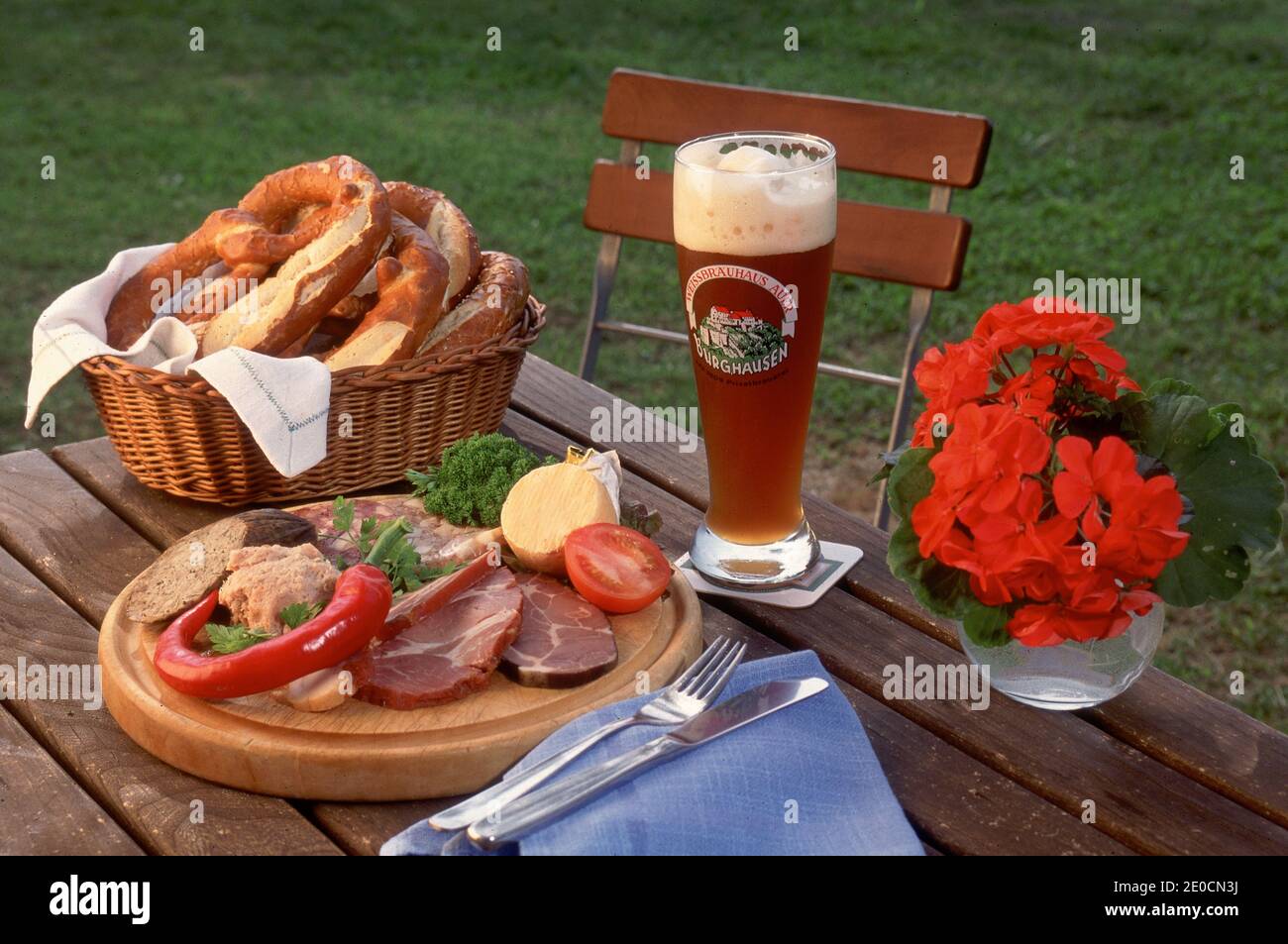 Germany /Bavaria / classic Bavarian picknick called "Brotzeit Stock ...