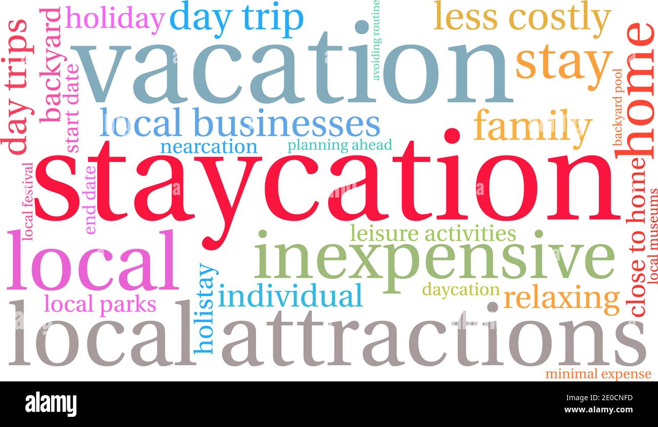 Staycation word cloud on a white background Stock Vector Image & Art ...
