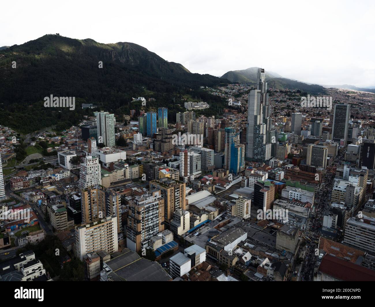 Panoramic view of Bogota downtown city center from viewing platform ...