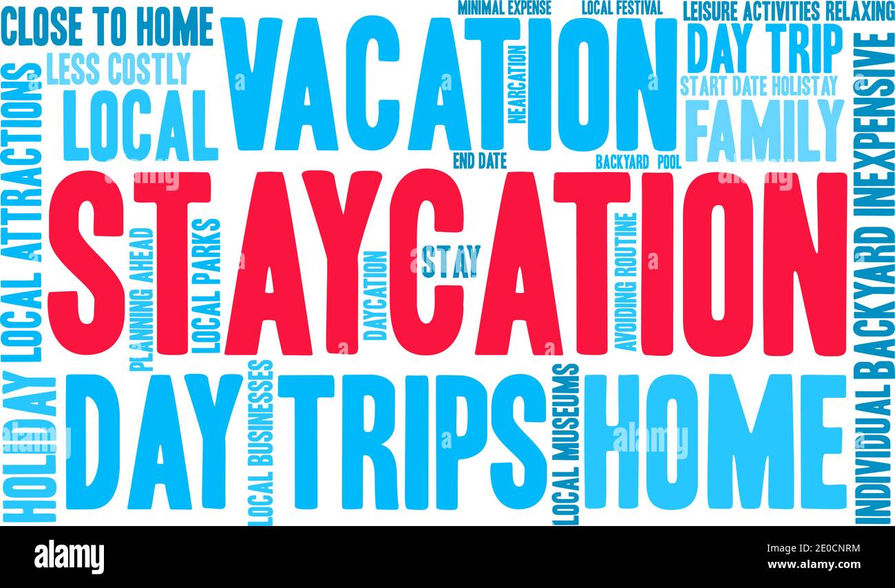 Staycation word cloud on a white background Stock Vector Image & Art ...