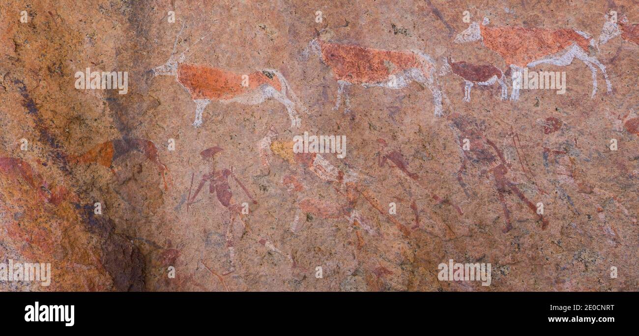 Pinturas rupestres en las Montañas Branberg, Desierto del Namib ...