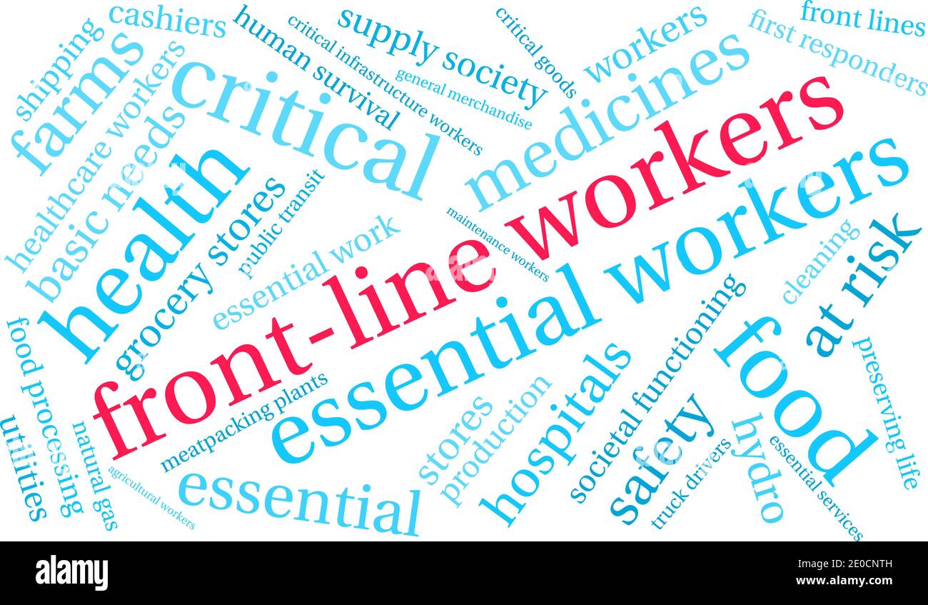 Front Line Workers word cloud on a white background Stock Vector Image ...