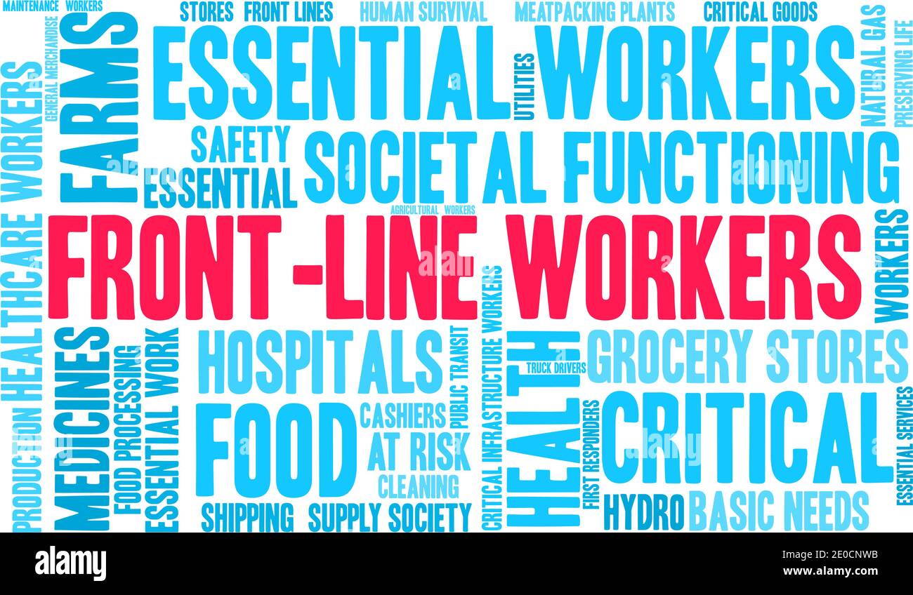 Front Line Workers word cloud on a white background Stock Vector Image ...