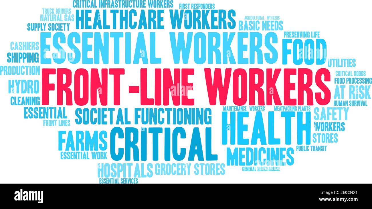 Front Line Workers word cloud on a white background Stock Vector Image ...