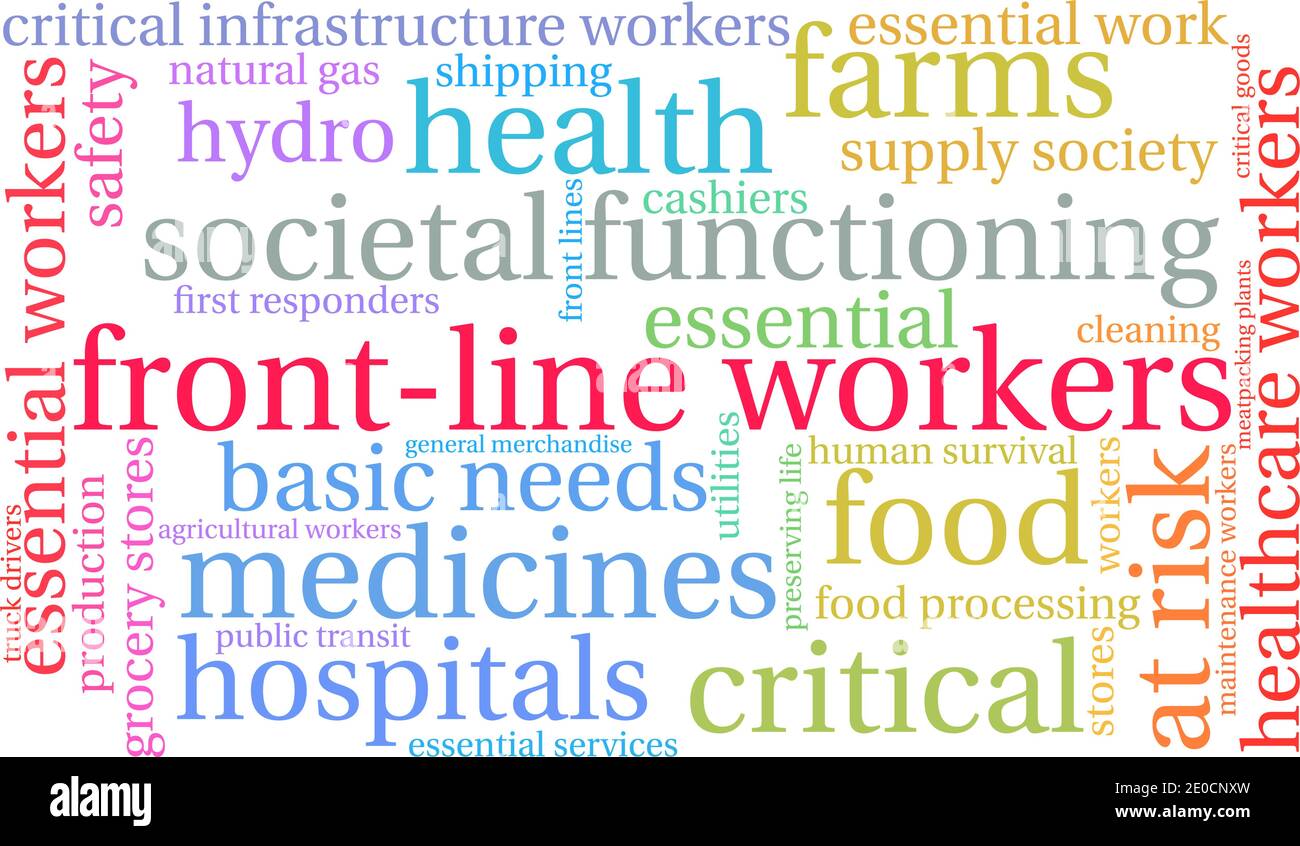 Front Line Workers word cloud on a white background Stock Vector Image ...