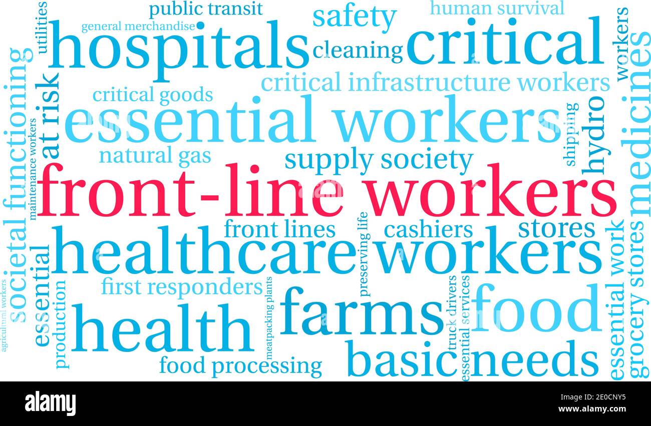 Front Line Workers word cloud on a white background Stock Vector Image ...