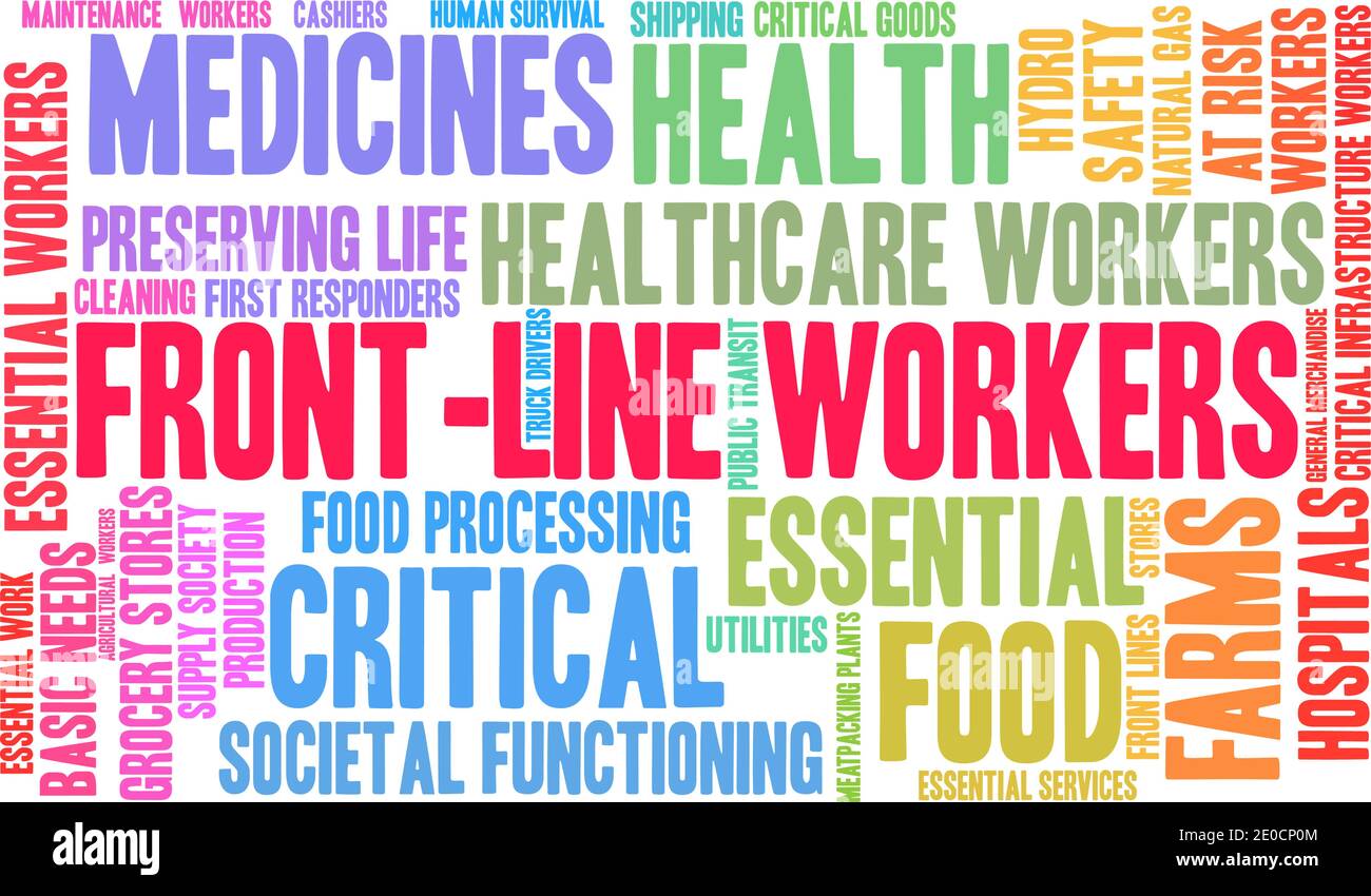 Front Line Workers word cloud on a white background Stock Vector Image ...