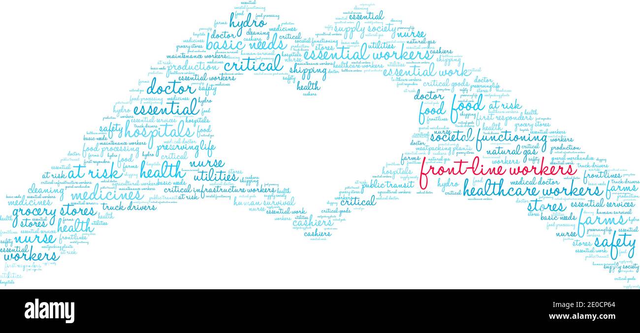 Front Line Workers word cloud on a white background Stock Vector Image ...