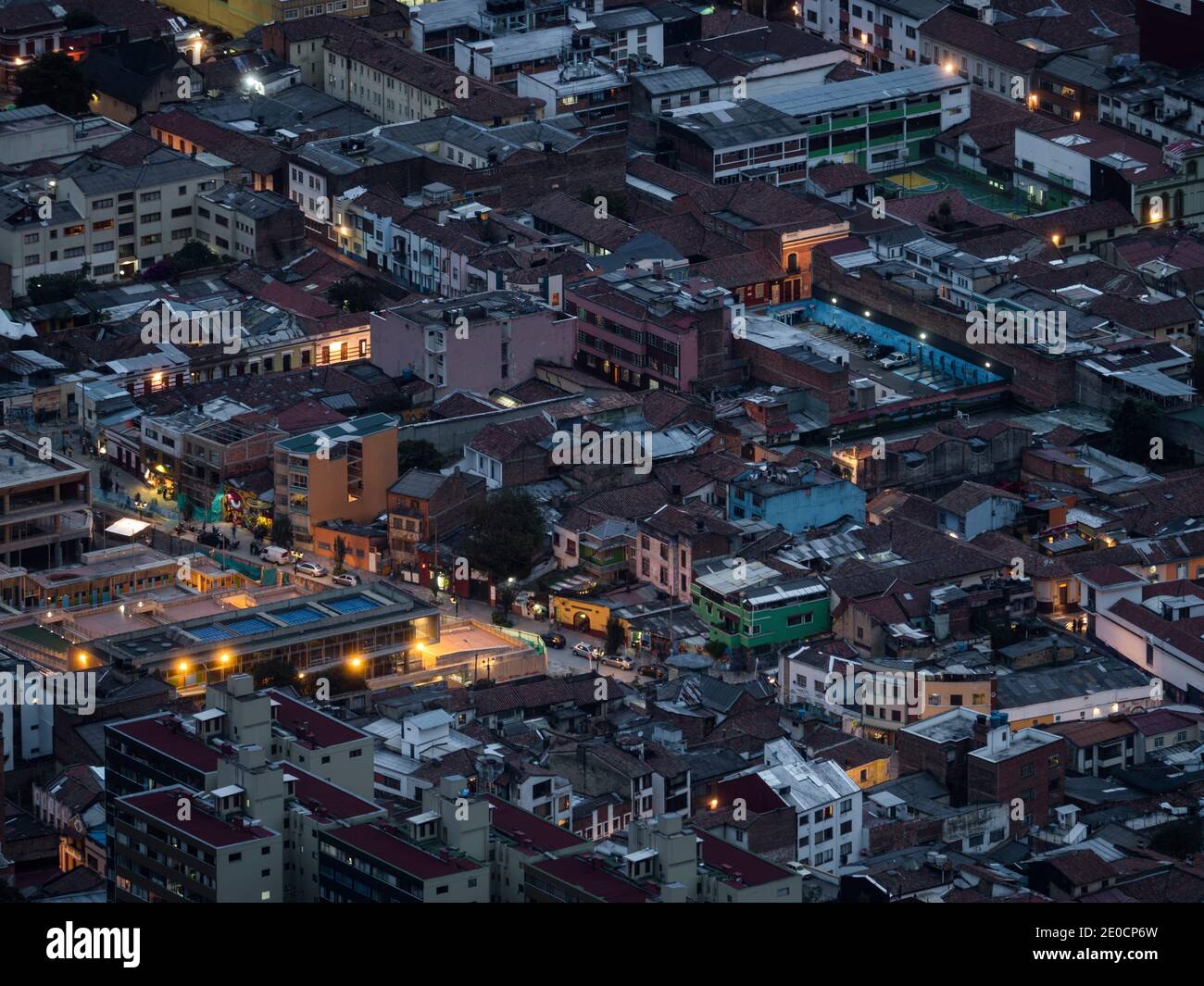 Panoramic view of Bogota downtown La Candelaria from Monserrate cable ...