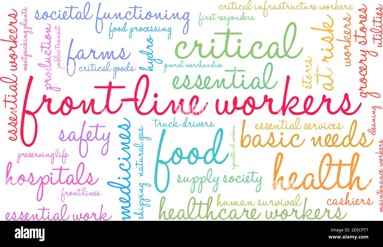Front Line Workers word cloud on a white background Stock Vector Image ...