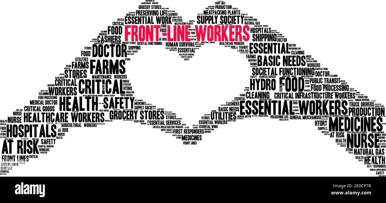 Front Line Workers word cloud on a white background Stock Vector Image ...