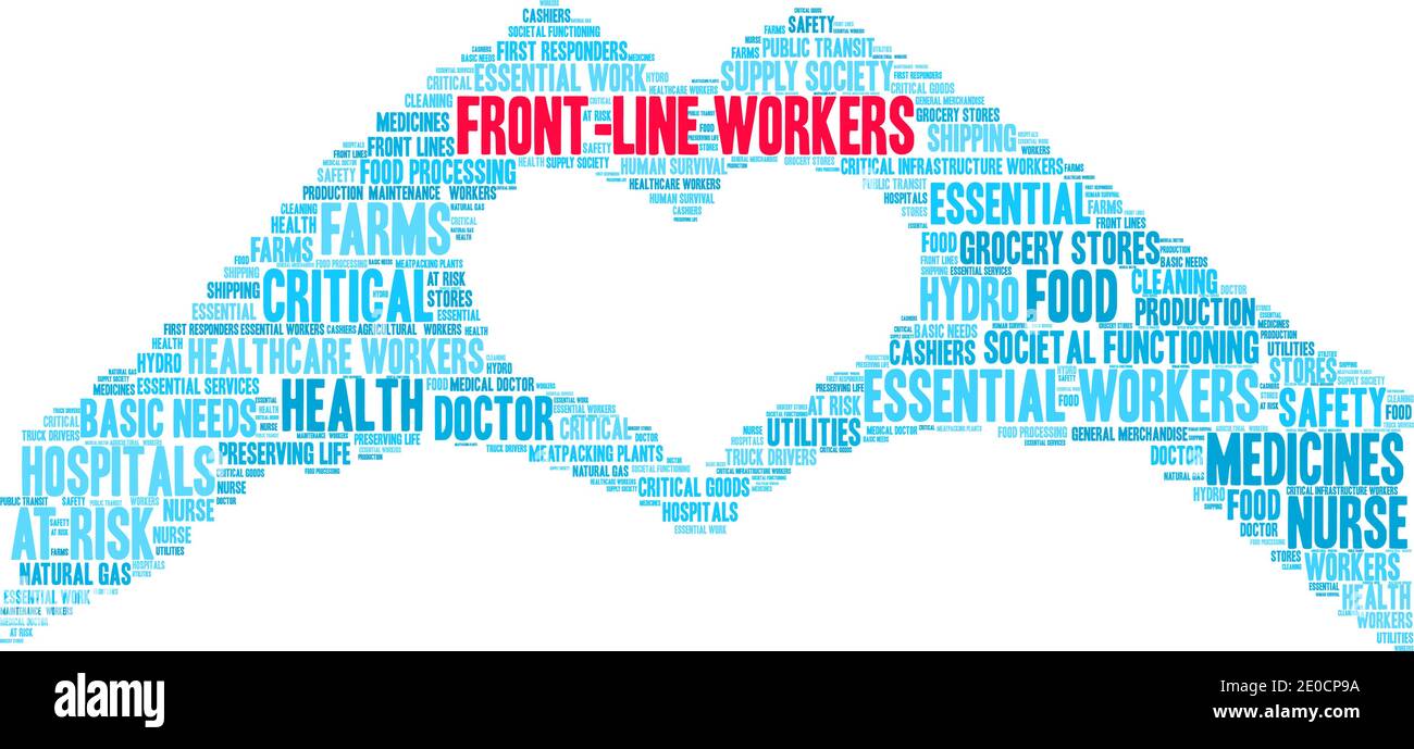 Front Line Workers word cloud on a white background Stock Vector Image ...