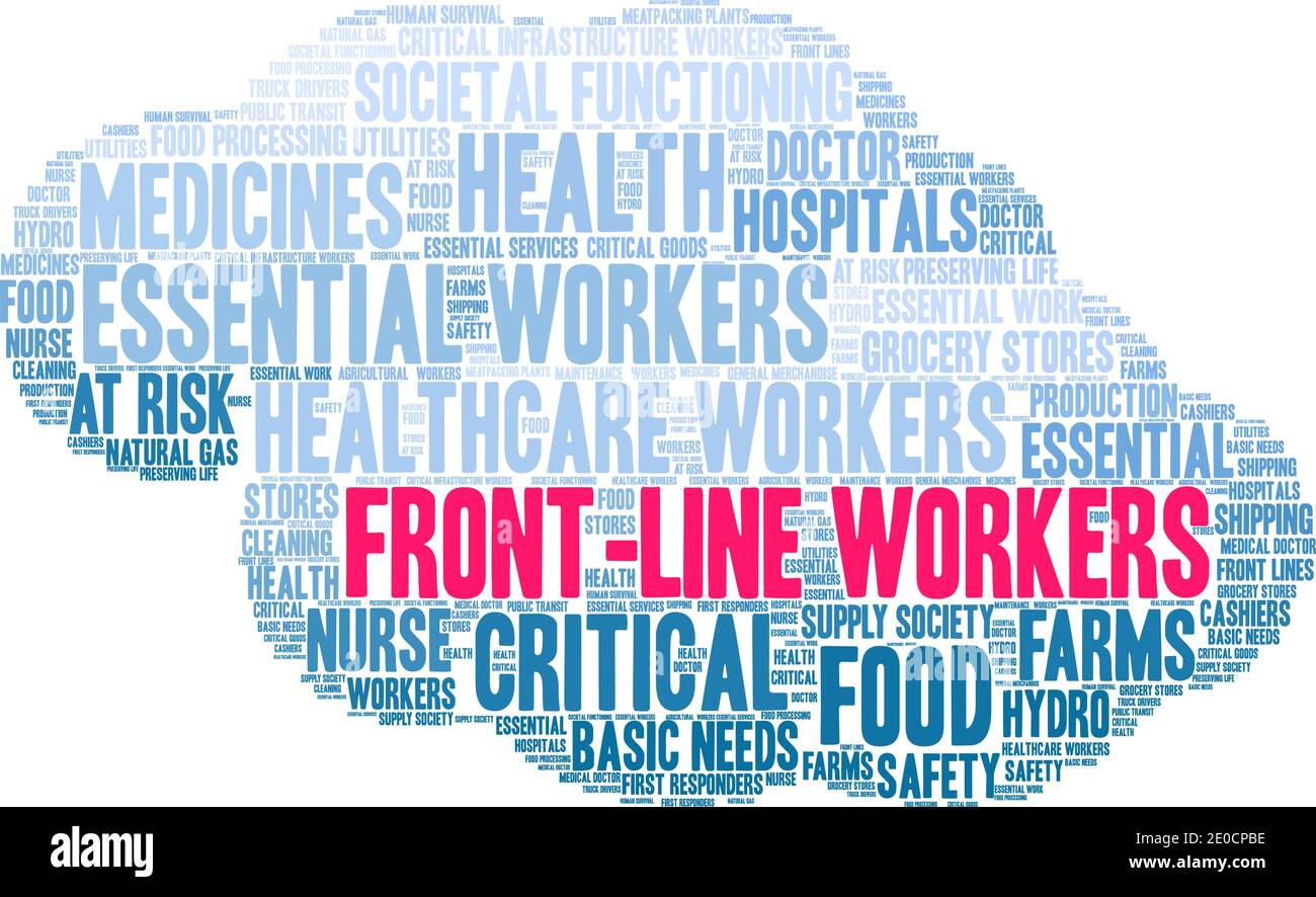 Front Line Workers word cloud on a white background Stock Vector Image ...