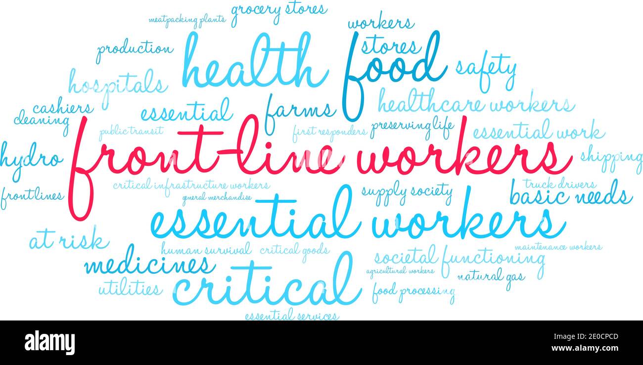 Front Line Workers word cloud on a white background Stock Vector Image ...