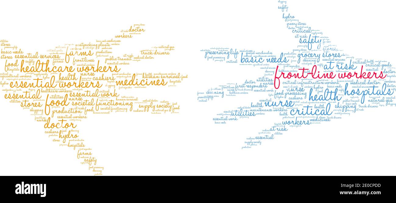 Front Line Workers word cloud on a white background Stock Vector Image ...