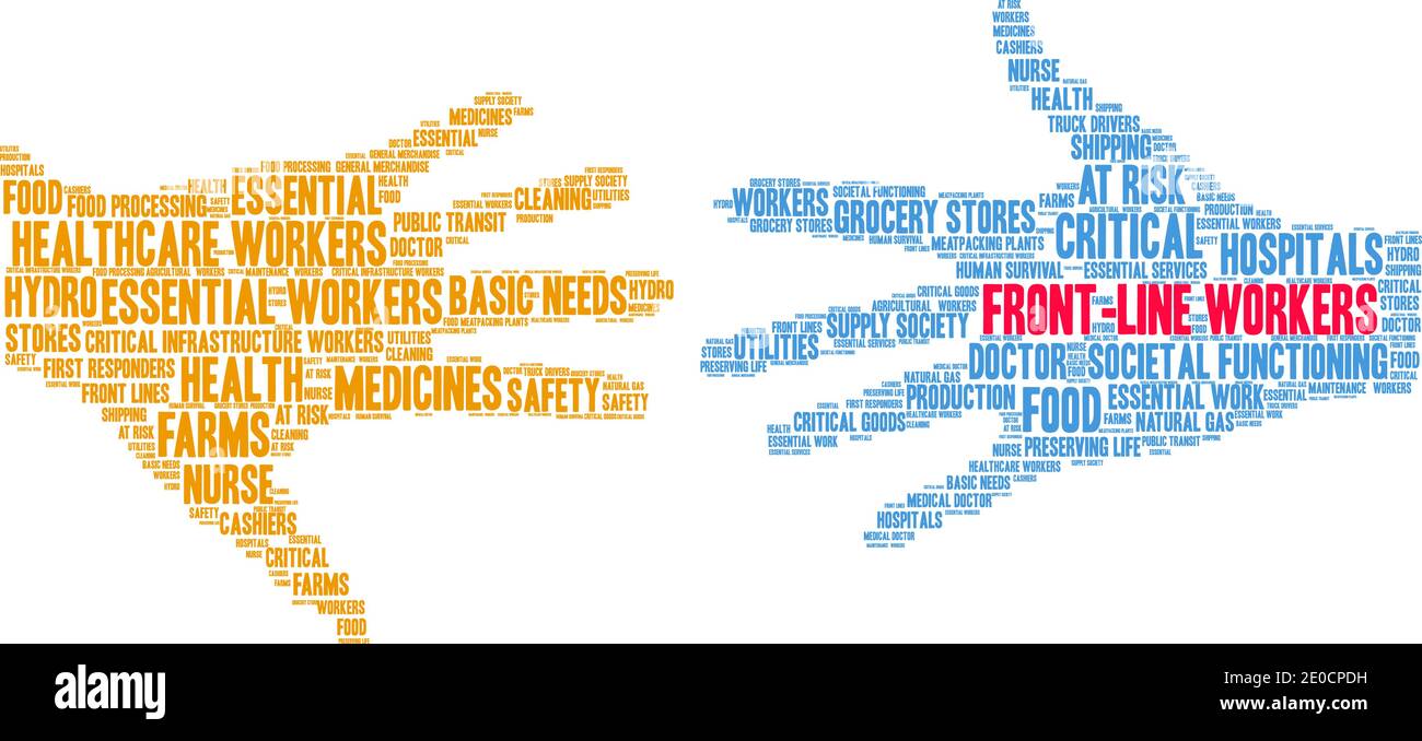 Front Line Workers word cloud on a white background Stock Vector Image ...
