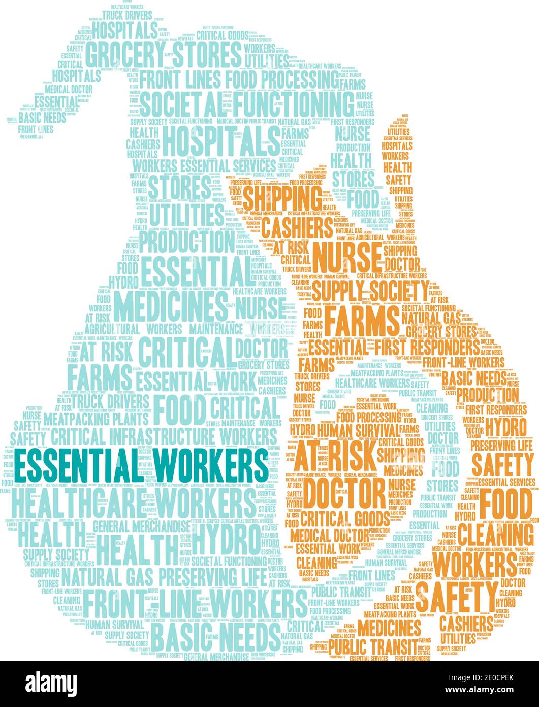 Essential Workers word cloud on a white background Stock Vector Image ...
