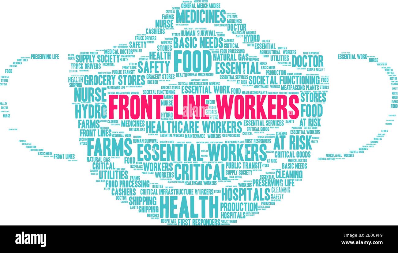 Front Line Workers word cloud on a white background Stock Vector Image ...