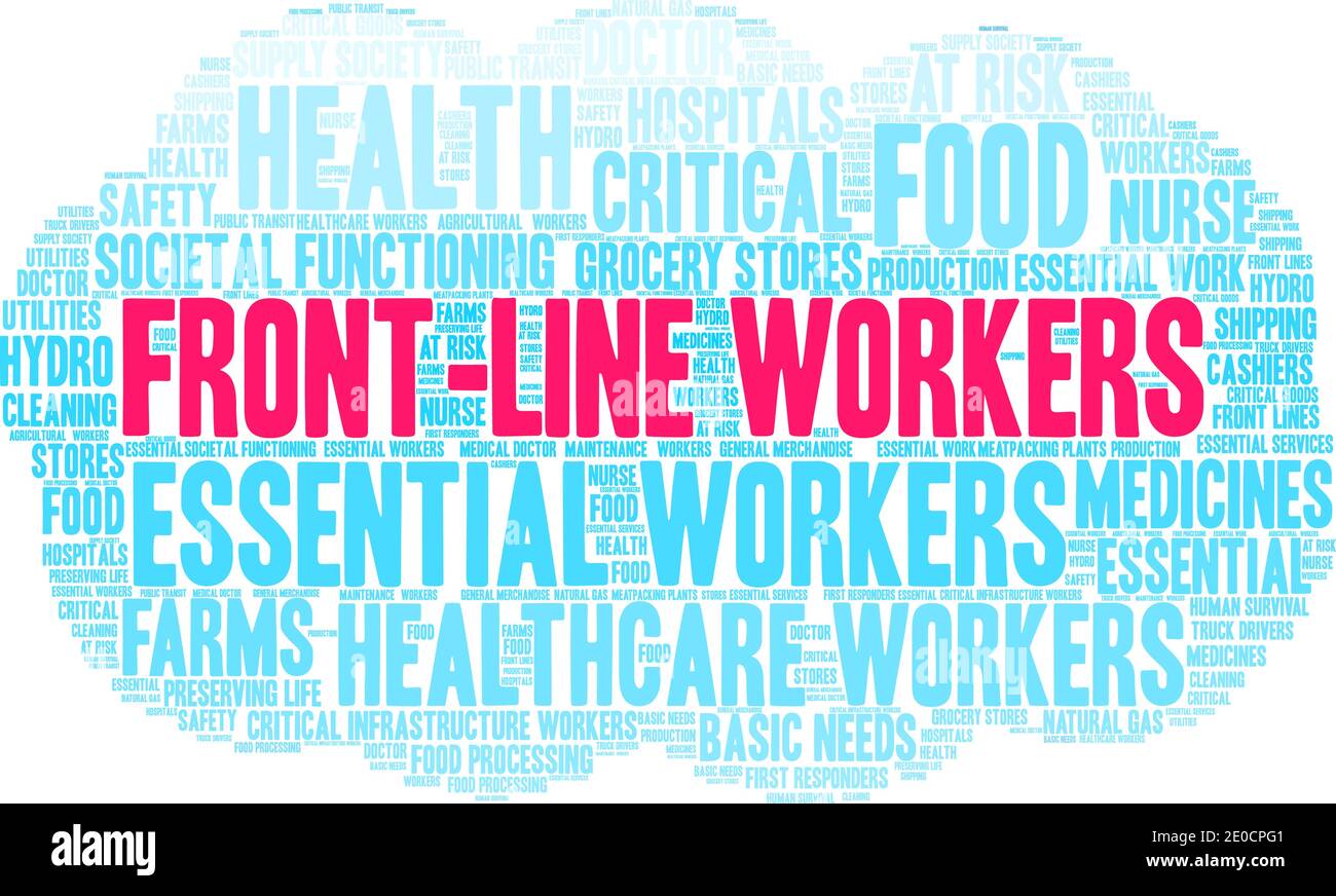 Front Line Workers word cloud on a white background Stock Vector Image ...